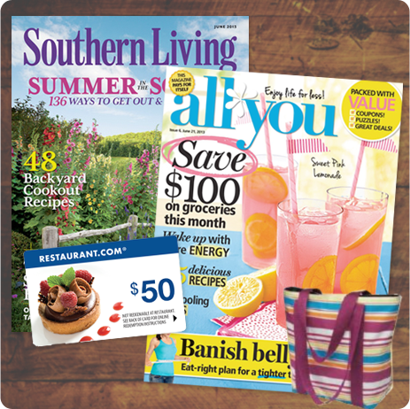 All You & Southern Living Magazine + $50 Restaurant.com eCertificate ...
