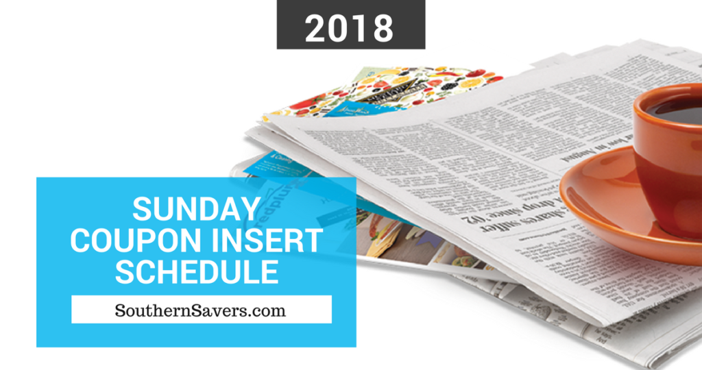 2018 Sunday Coupon Insert Schedule :: Southern Savers