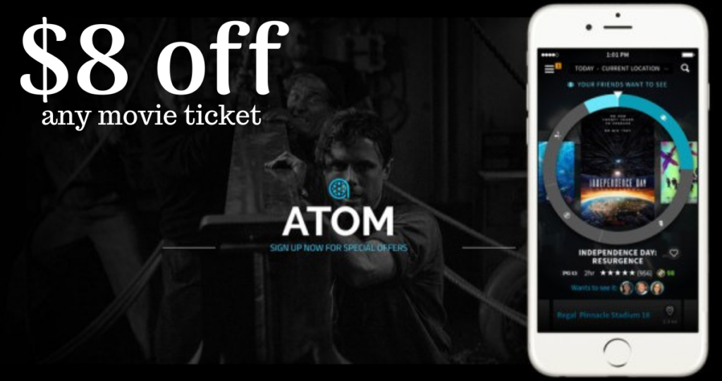 Atom Tickets | $8 off Any Movie Ticket - Today Only :: Southern Savers