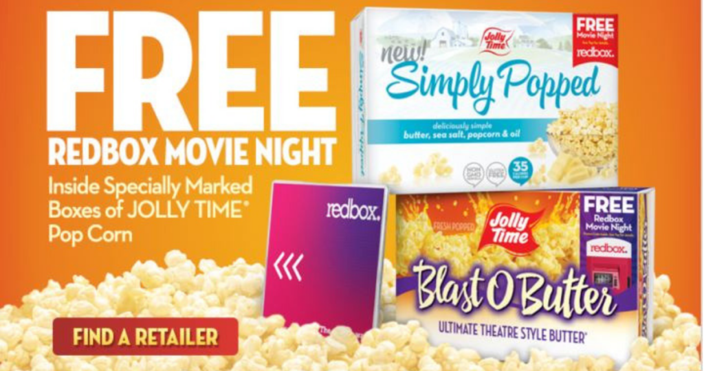 Jolly Time Popcorn 49¢ + Free RedBox Rental :: Southern Savers