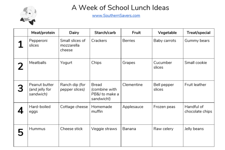 Saving on Lunches: A Week of School Lunch Ideas :: Southern Savers