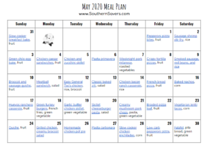 May 2020 Monthly Meal Plan :: Southern Savers