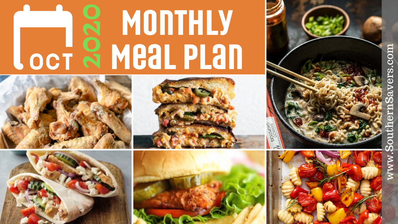 October 2020 Monthly Meal Plan :: Southern Savers