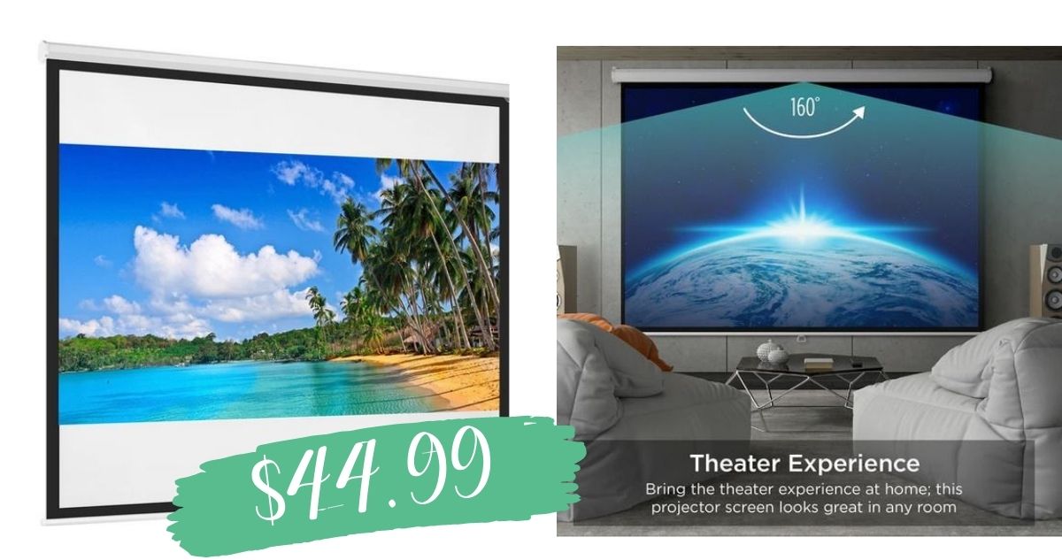 Diagonal 1:1 HD Pull-Down Manual Projector Screen for $44.99 ...