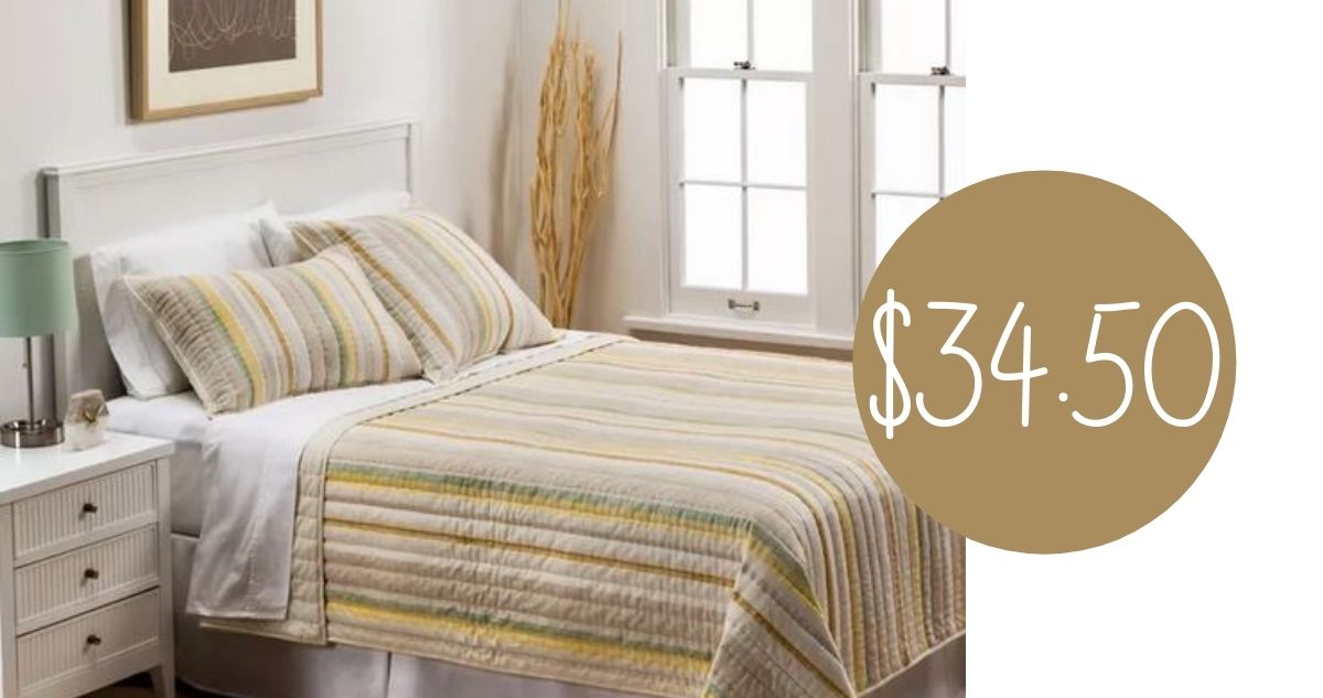 Threshold Pick Stitch Stripe King Quilt for $34.50 :: Southern Savers