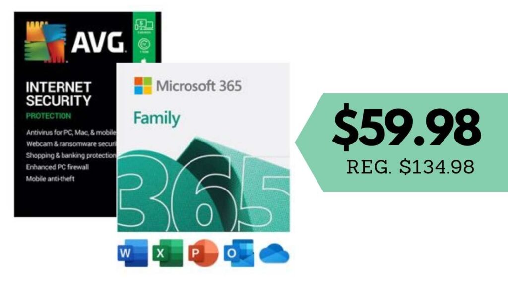 12-Month Subscription to Microsoft 365 & AVG Security $59.98 (Reg. $135 ...