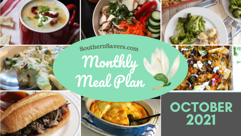 Southern Savers FREE October 2021 Monthly Meal Plan :: Southern Savers