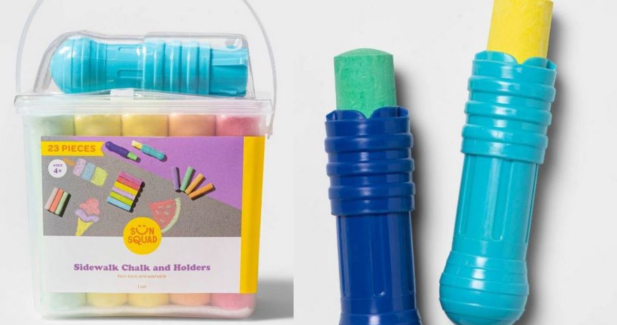 Sun Squad Chalk Set & Bucket with 2 Holders for $2.45 :: Southern Savers