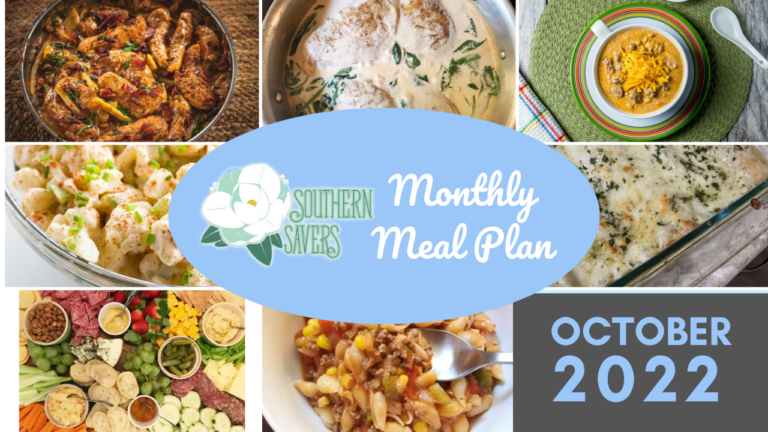 Southern Savers FREE October 2022 Monthly Meal Plan :: Southern Savers
