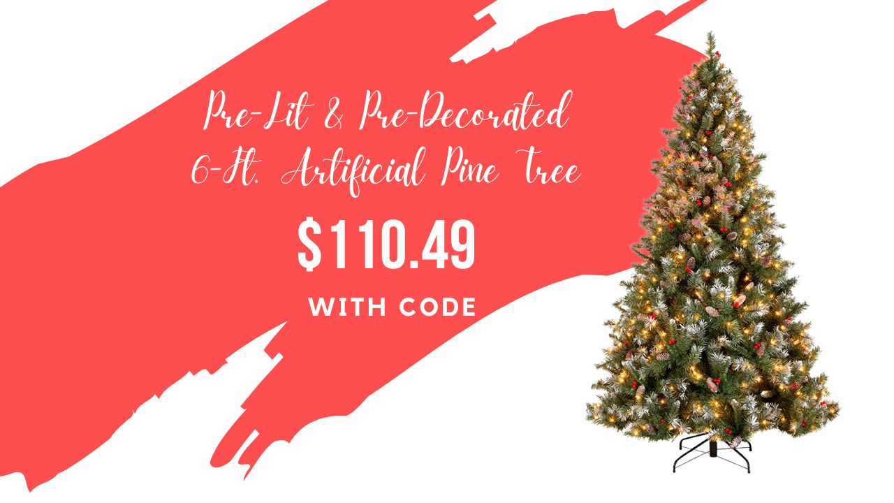 Pre-Lit 6-Ft. Decorated Pine Tree $110.49 With Code :: Southern Savers