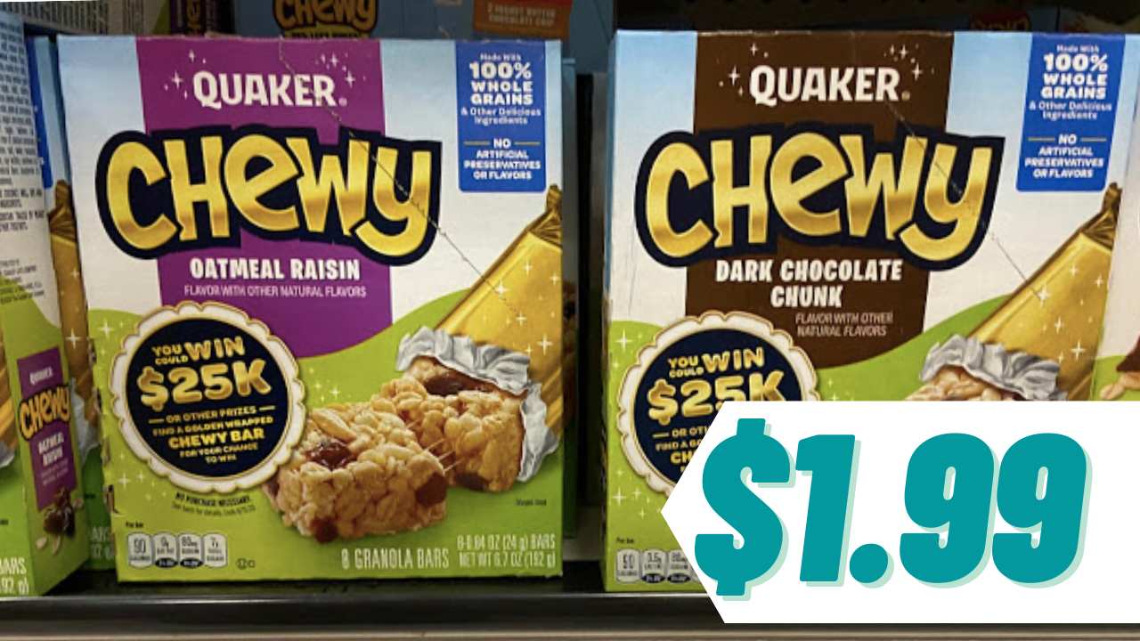 Get Up to 5 Boxes of Quaker Chewy Bars for $1.99 Each at Kroger ...