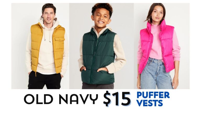 Old Navy Puffer Vests | $15 for Adults, $14 for Kids :: Southern Savers