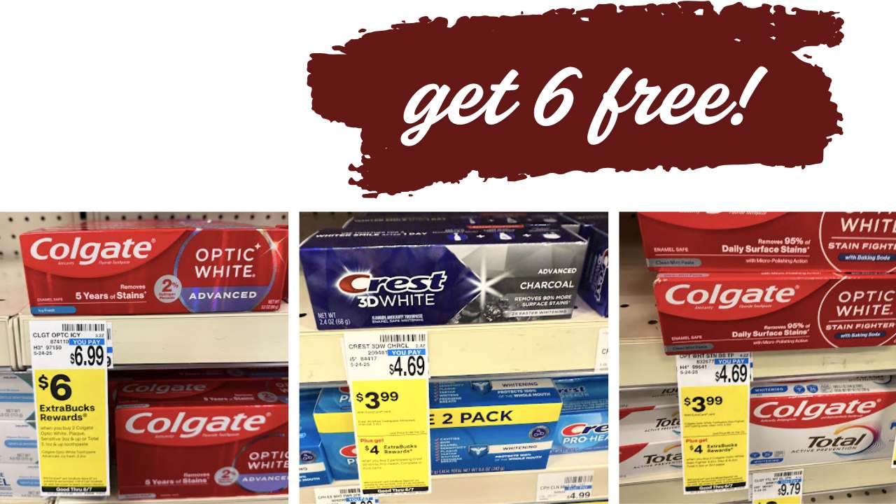 Score 6 Tubes of Colgate & Crest Toothpaste for FREE at CVS ...