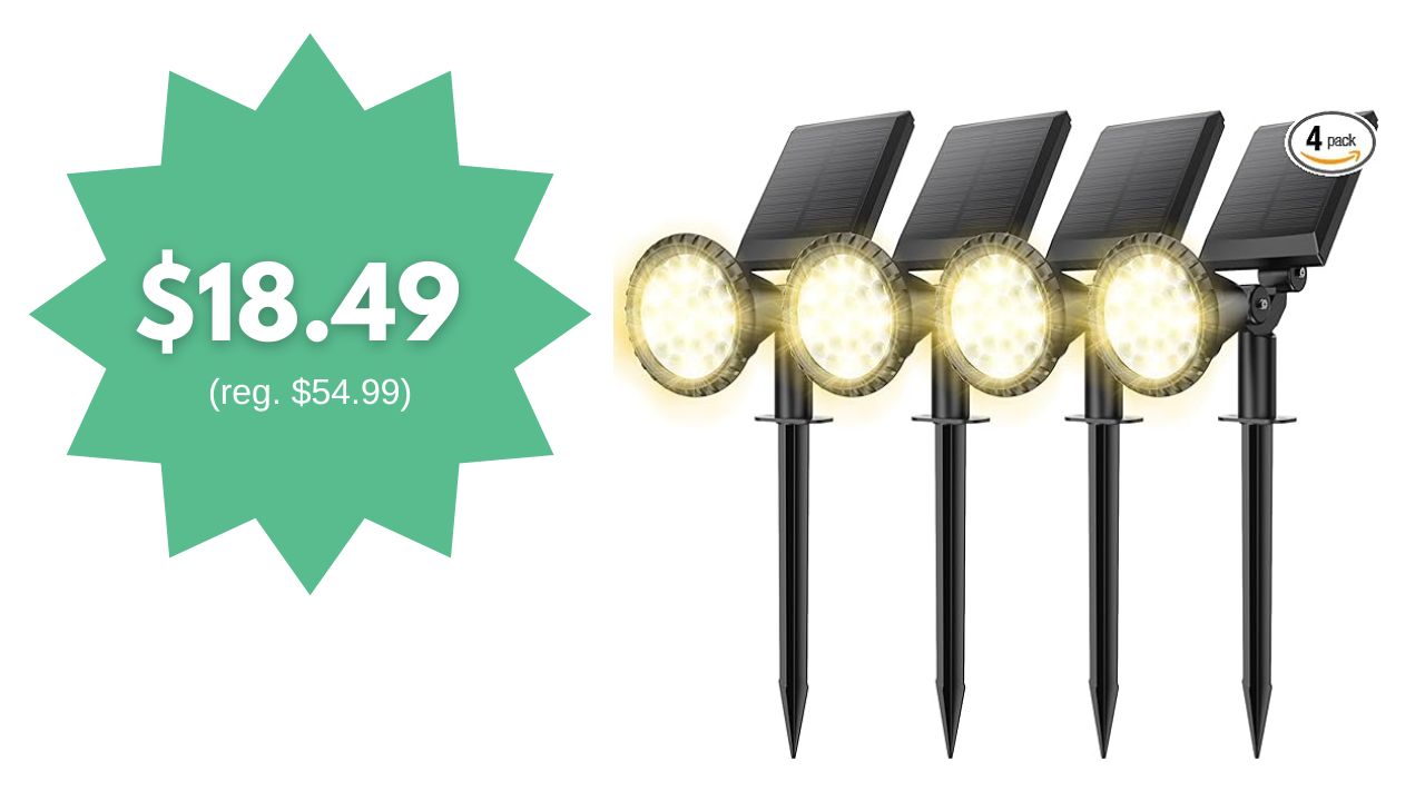 Solar Powered Spotlights 4-Pack Only $18.49 (reg. $54.99) :: Southern ...
