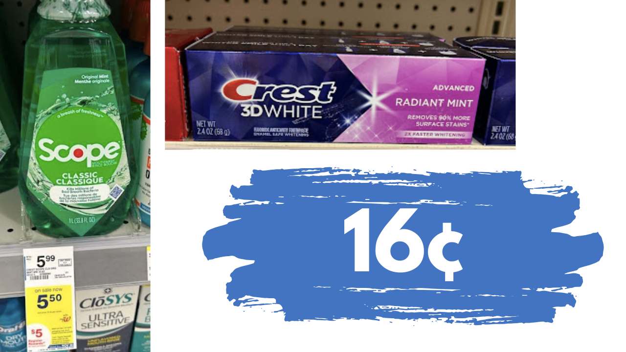 16¢ Crest 3D White Toothpaste & Scope Mouthwash at Walgreens ...