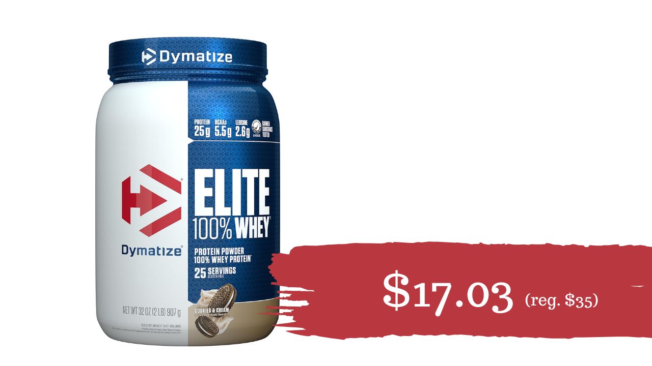 32-Oz Dymatize Elite 100% Whey Protein Powder $17 at Amazon (reg. $35 ...
